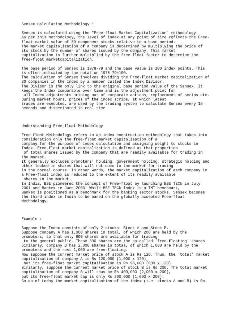 Sensex Explained | PDF | Stock Market Index | Market Capitalization
