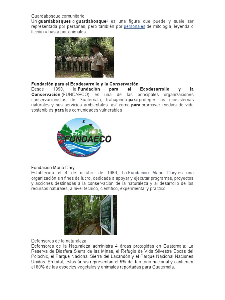 Guardabosques y conservación en Guatemala | PDF | Salud y bienestar ...