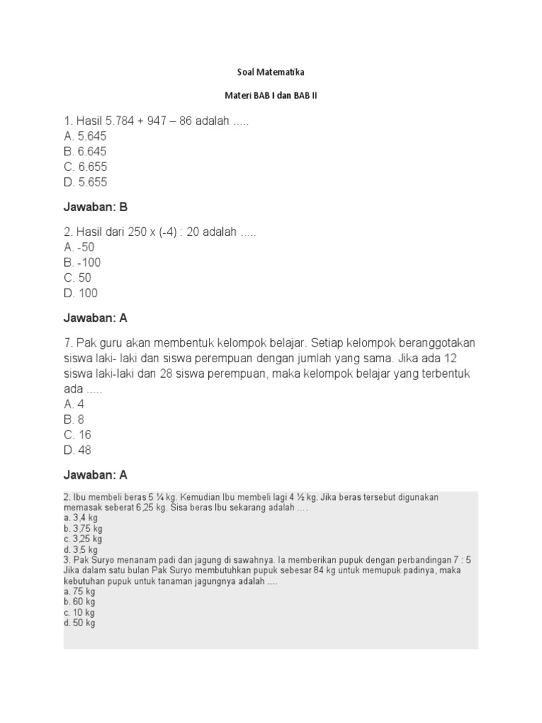 Soal Matematika | PDF | Karier & Perkembangan | Olahraga & Rekreasi