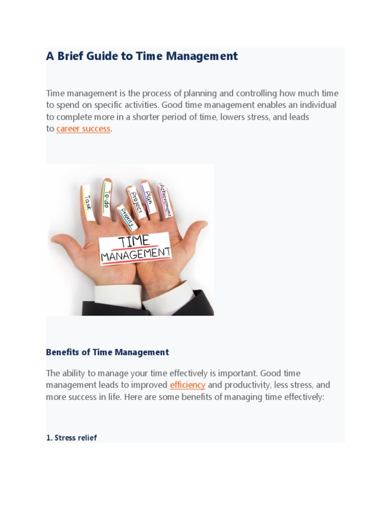 A Brief Guide To Time Management | PDF | Time Management | Professional ...
