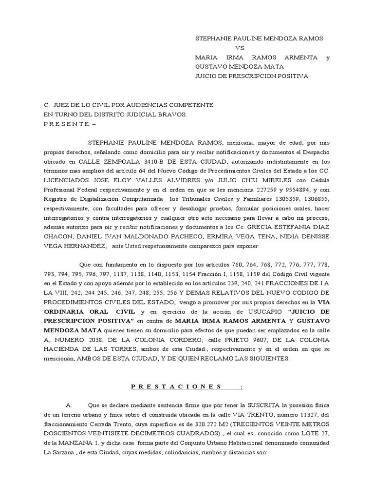 Prescripcion Positiva | PDF | Propiedad | Estatuto de limitaciones