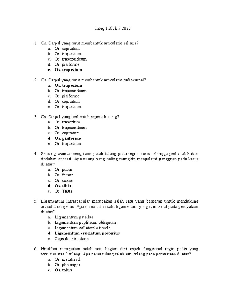 Integ 1 Blok 5 2020 (+jawaban) | PDF