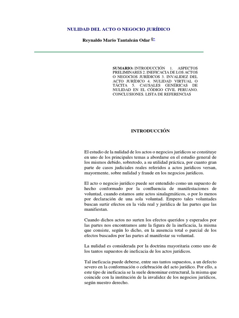 s10.s1 Material Nulidad Del Acto o Negocio Jurídico | PDF | Nulo (ley) | Estatuto de limitaciones