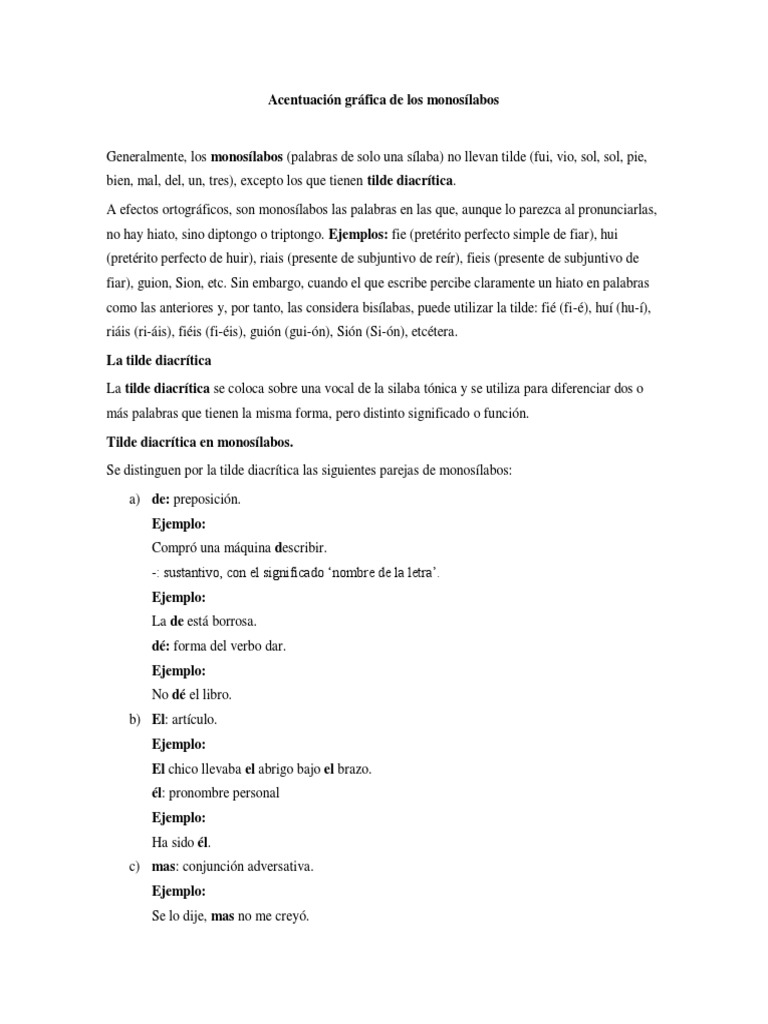 Acentuación Gráfica de Los Monosílabos - Pág 212-220 | PDF | Adverbio ...