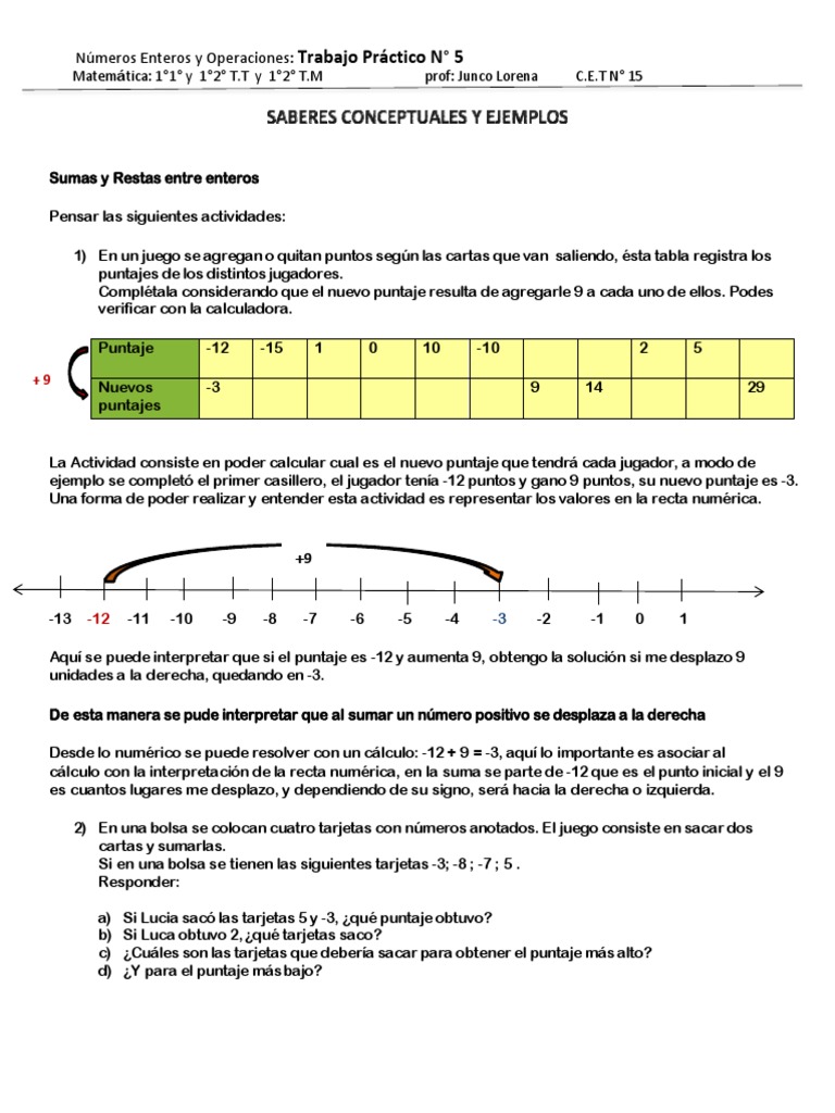 Operaciones con Números Enteros: Ejercicios | PDF | Entero | Aritmética