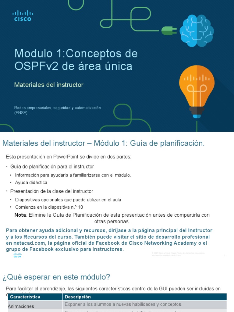 Modulo 1:conceptos de Ospfv2 de Área Única: Materiales Del Instructor | PDF | Enrutador ...