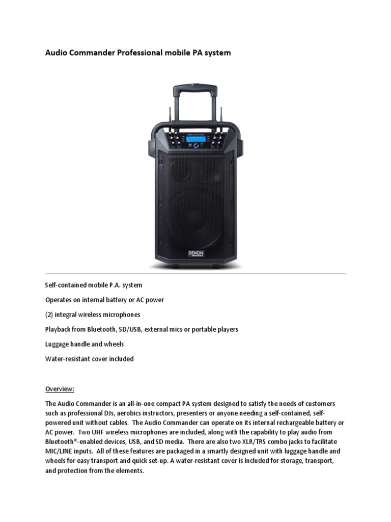 Denon Commander | PDF | Microphone | Alternating Current