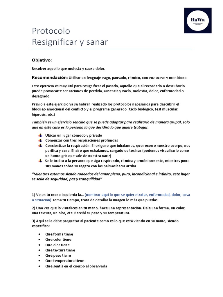 Protocolo de Resignificar y Sanar | PDF