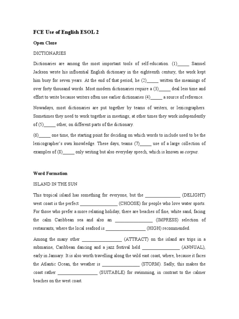 FCE Use ESOL 2 | PDF | Dream | Clothing