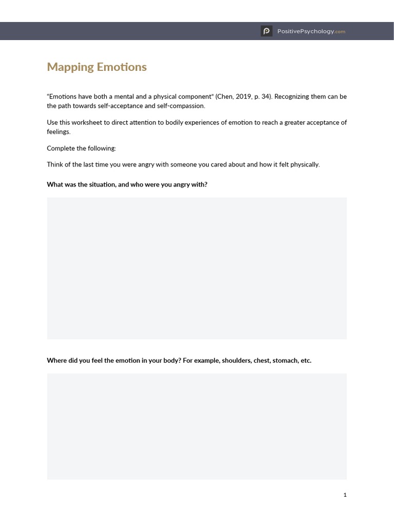 Body Mapping Emotions Worksheet | PDF