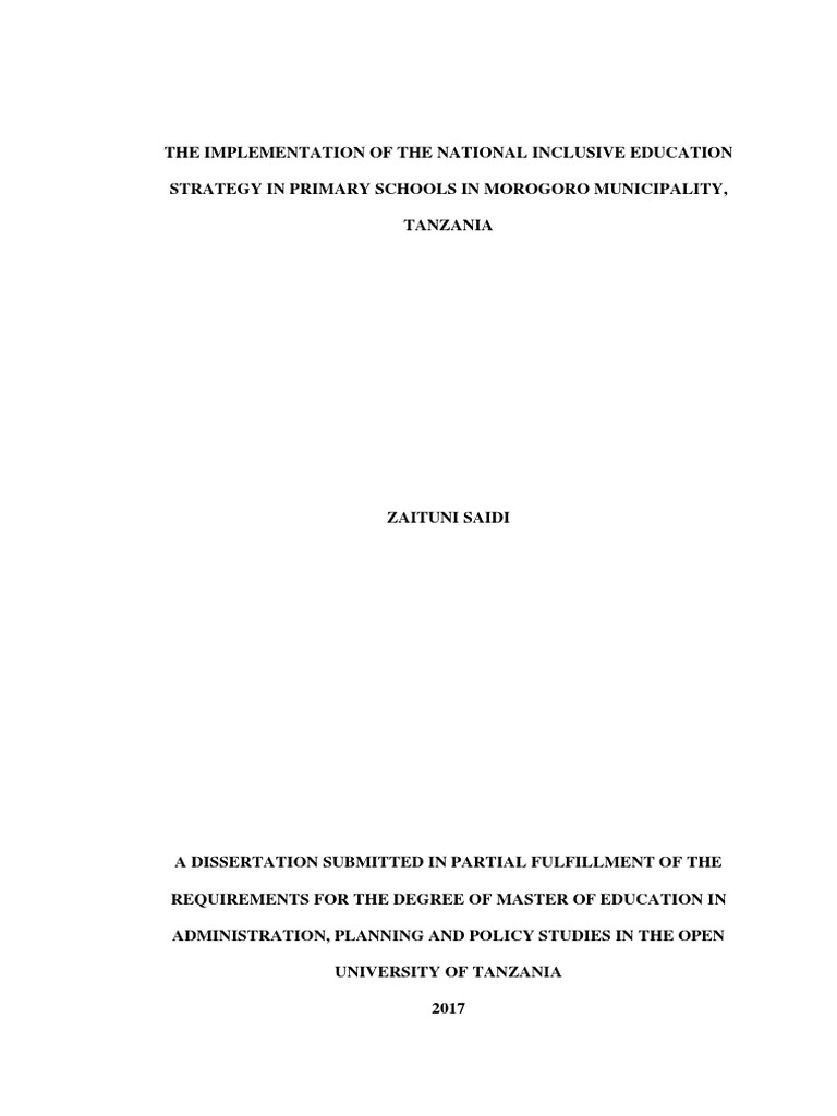 Zaituni Said Mmbuji Corrected | PDF | Inclusion (Education) | Disability