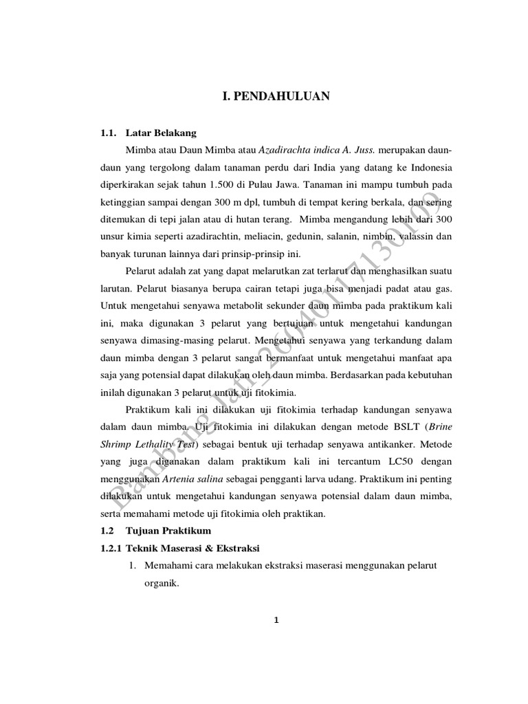 Laporan Praktikum Daun Nimba | PDF