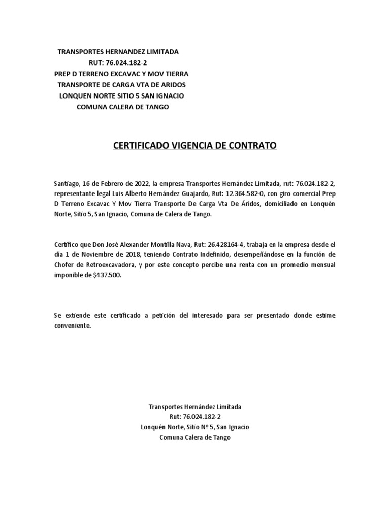 Certificado de Vigencia | PDF