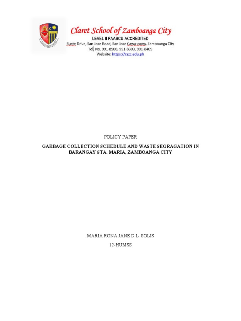 Policy Paper | PDF | Waste | Waste Management