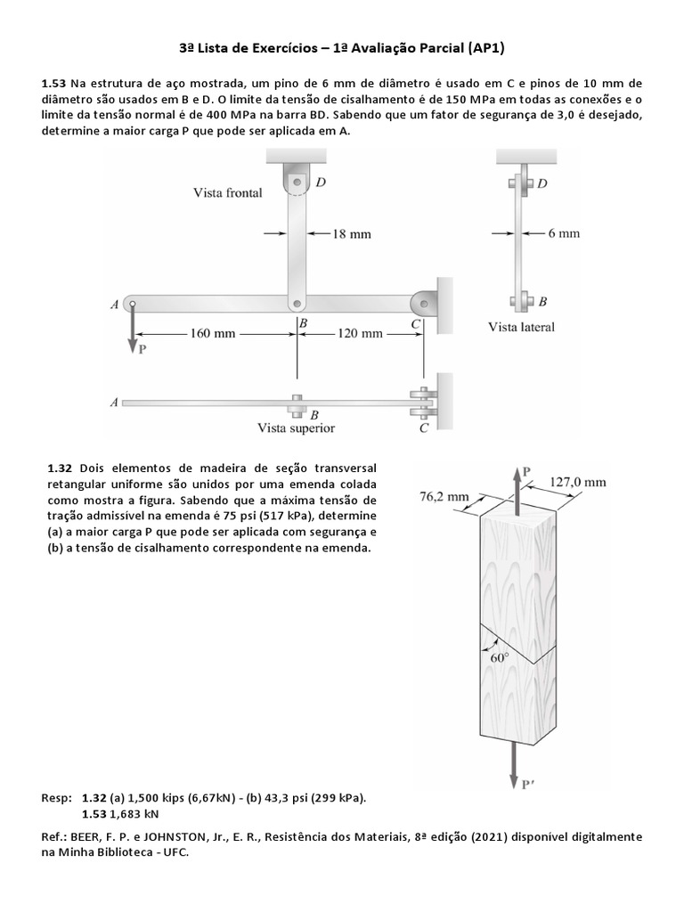 Resmat - Lista03 - AP1 | PDF