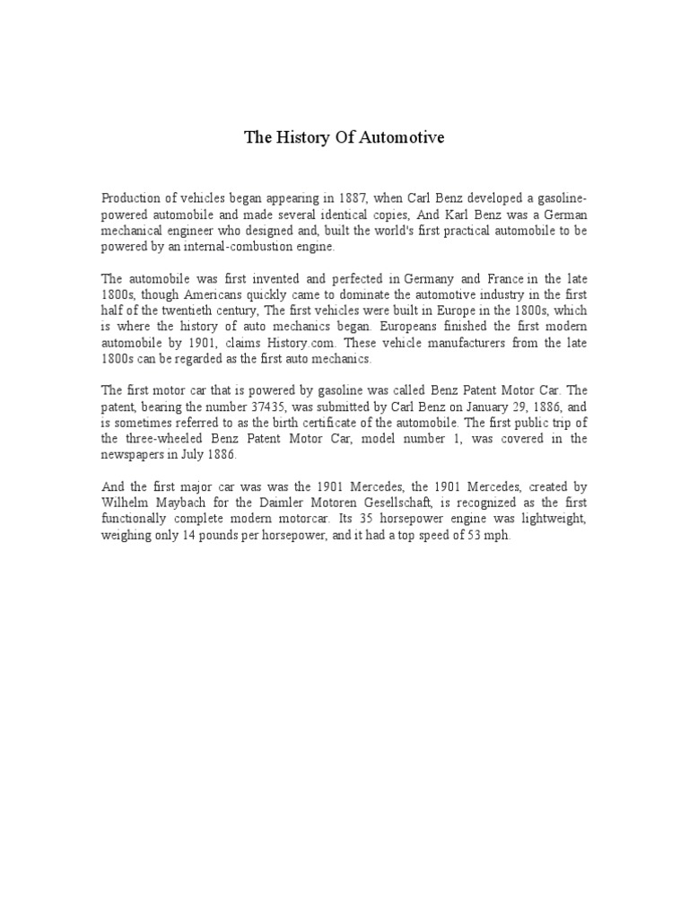 The History of Automotive | PDF