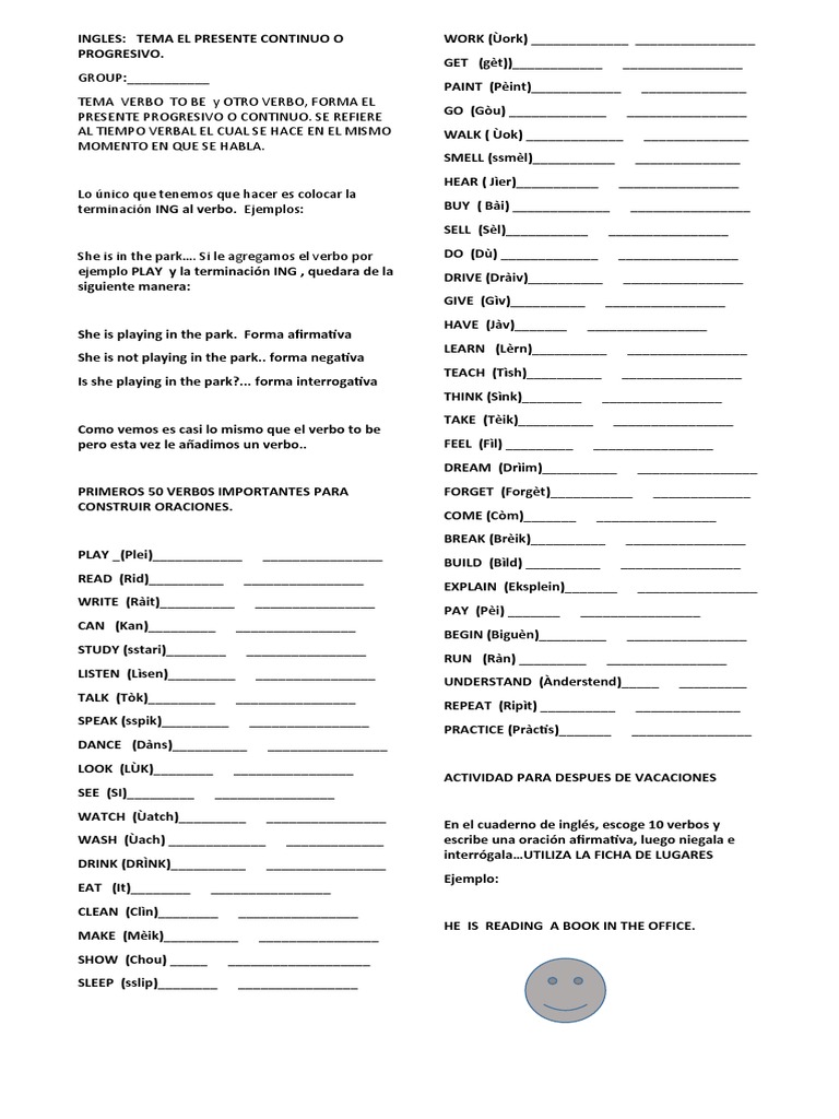 VErBOS Con ING | PDF | Lingüística