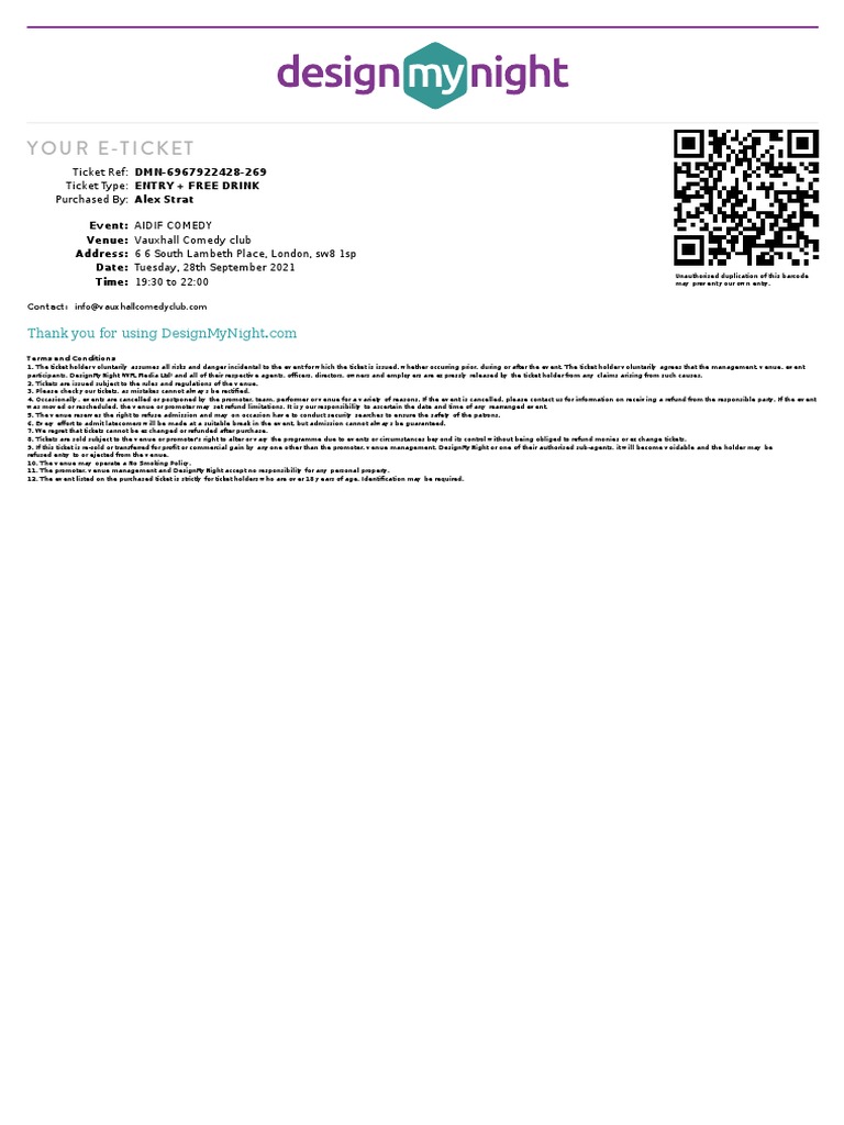 DesignMyNight.com Ticket DMN-6967922428 | PDF | Government | Business Law