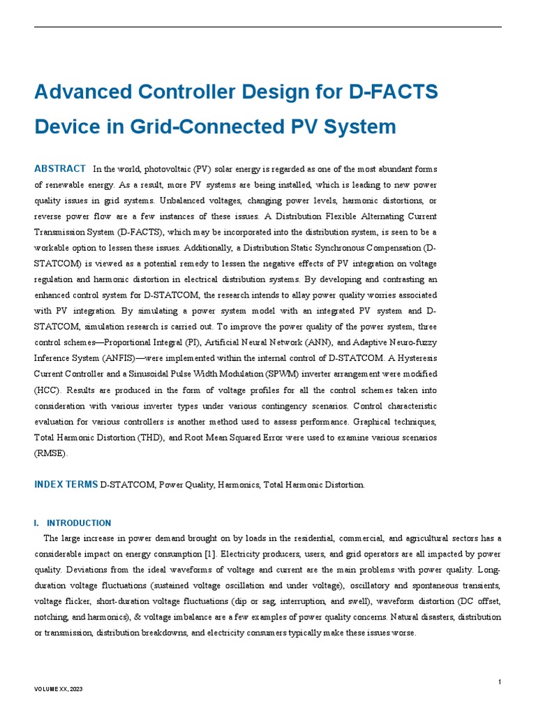 1advanced Controller Design For D-FACTS Device in Grid Connected PV ...