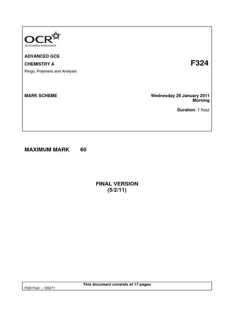 F324 Jan 2011 MS Final-5-Feb | PDF | Chromatography | Chirality (Chemistry)