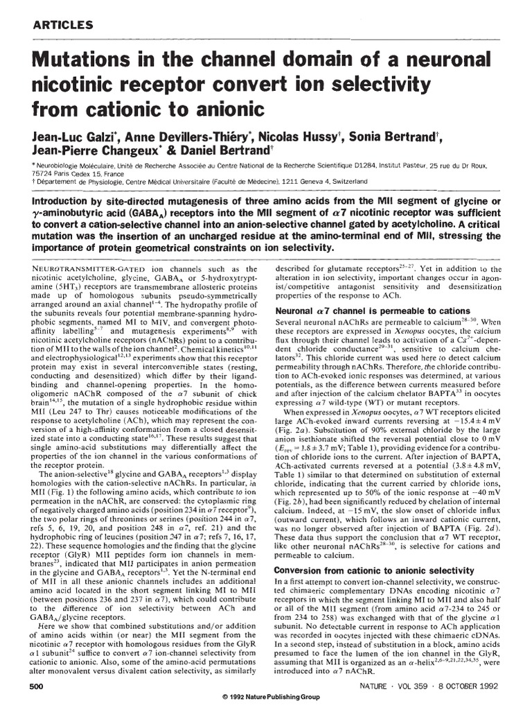 Mutations in The Channel Domain of A Neuronal Nicotinic Receptor ...