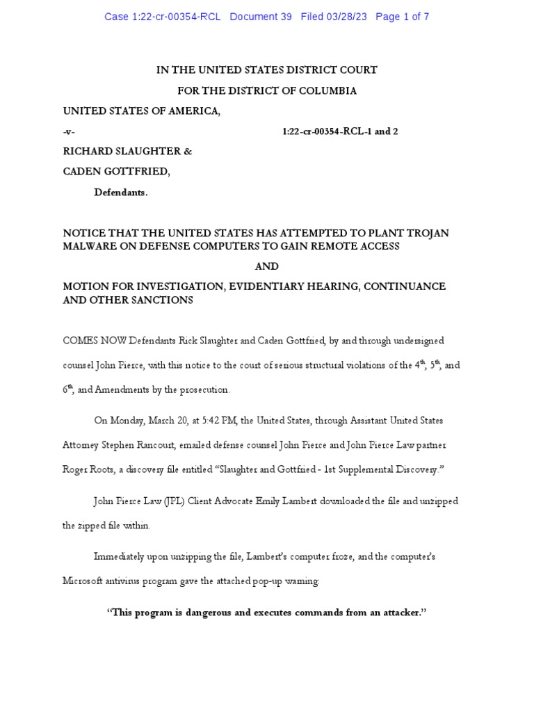 Motion From Attorney John Pierce in Government Spying Allegation | PDF ...