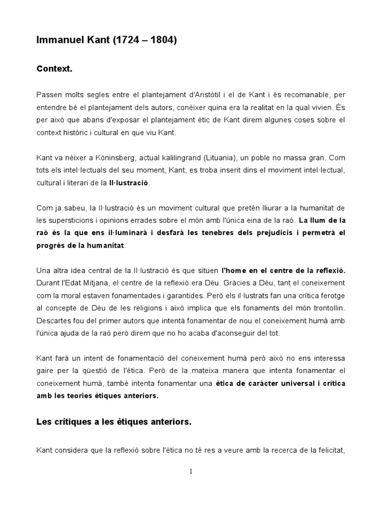 Apunts Kant Resum (II) | PDF