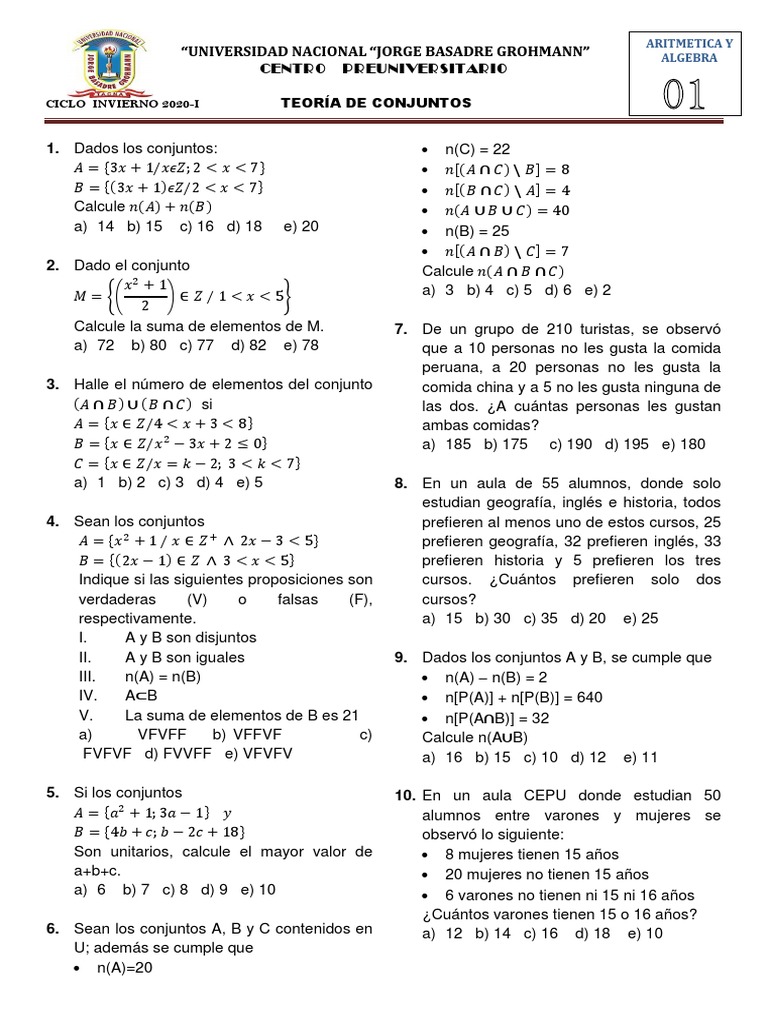 Práctica - 1 Teoria de Conjuntos | PDF