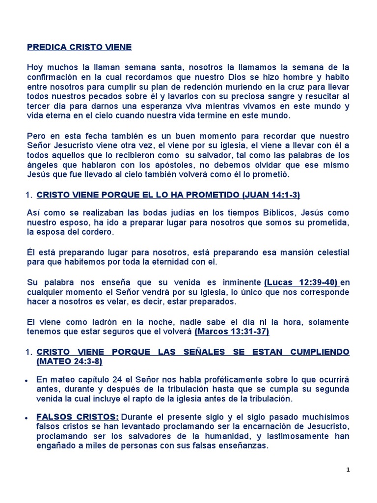 Predica Cristo Viene | PDF | Pascua de Resurrección | La resurrección ...