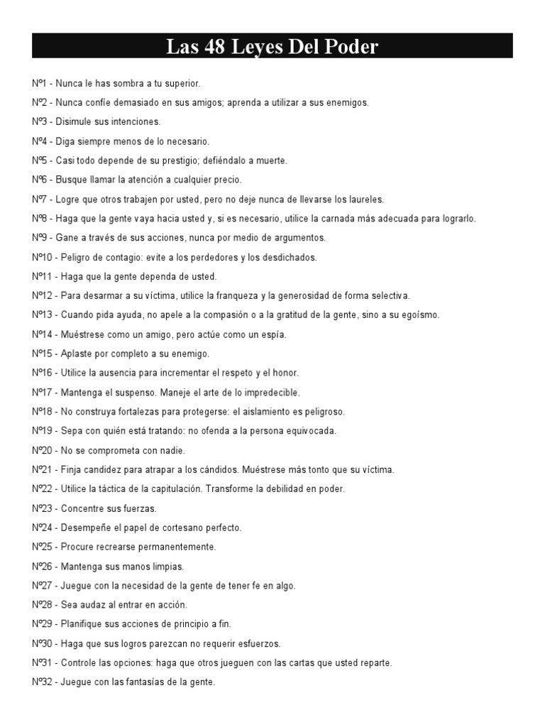 Las 48 Leyes Del Poder | PDF | Conceptos psicologicos | Ciencia cognitiva