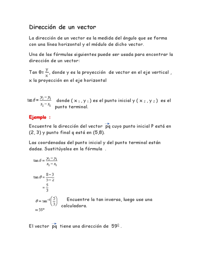 Dirección de Un Vector | PDF | Vector Euclidiano | Álgebra