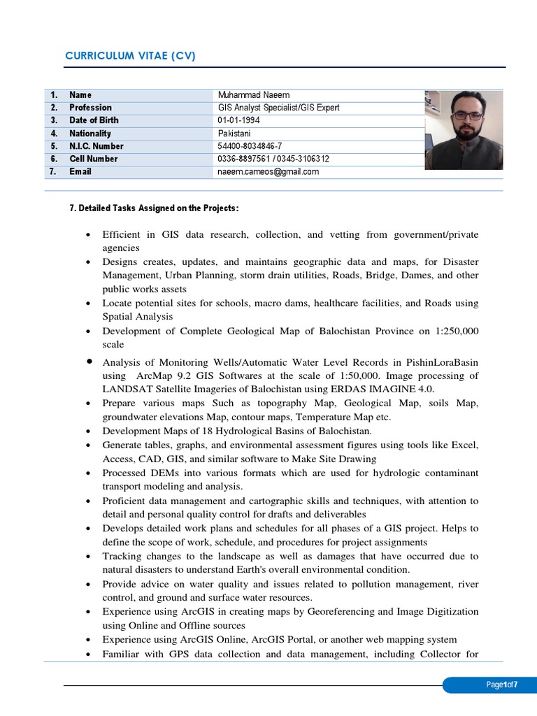 Curriculum Vitae (CV) : 1. Name 2. Profession 3. Date of Birth 4. Nationality 5. N.I.C. Number 6 ...