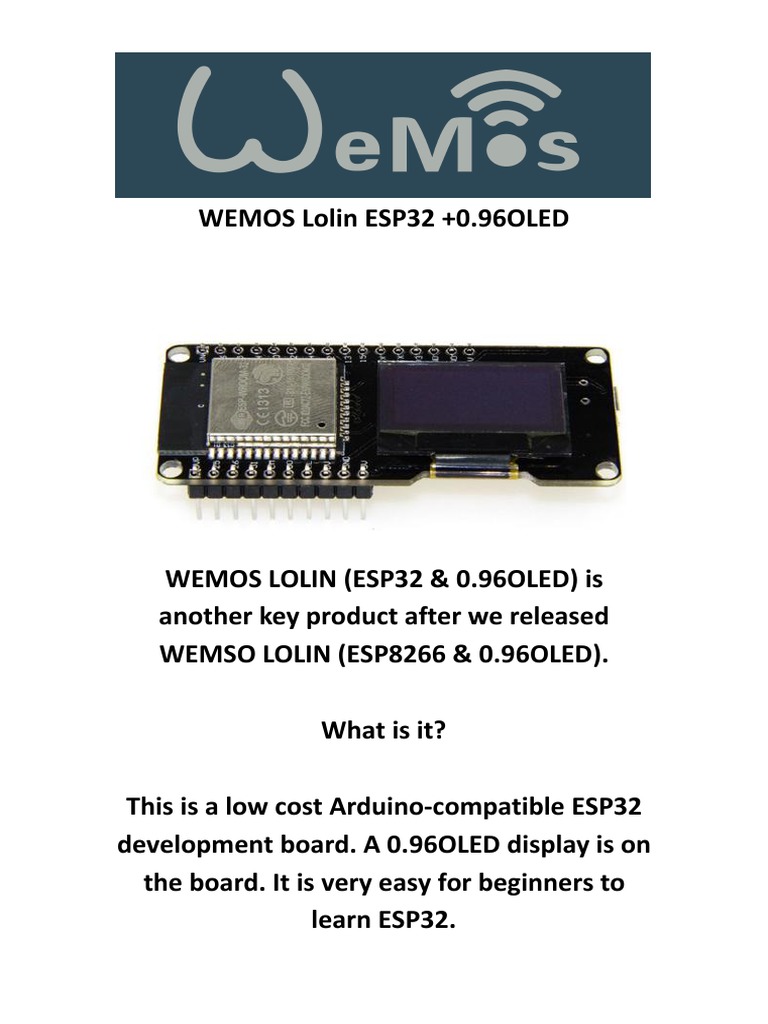 WEMOS Lolin ESP32 with 0.96 OLED Display | PDF | Wi Fi | Bluetooth