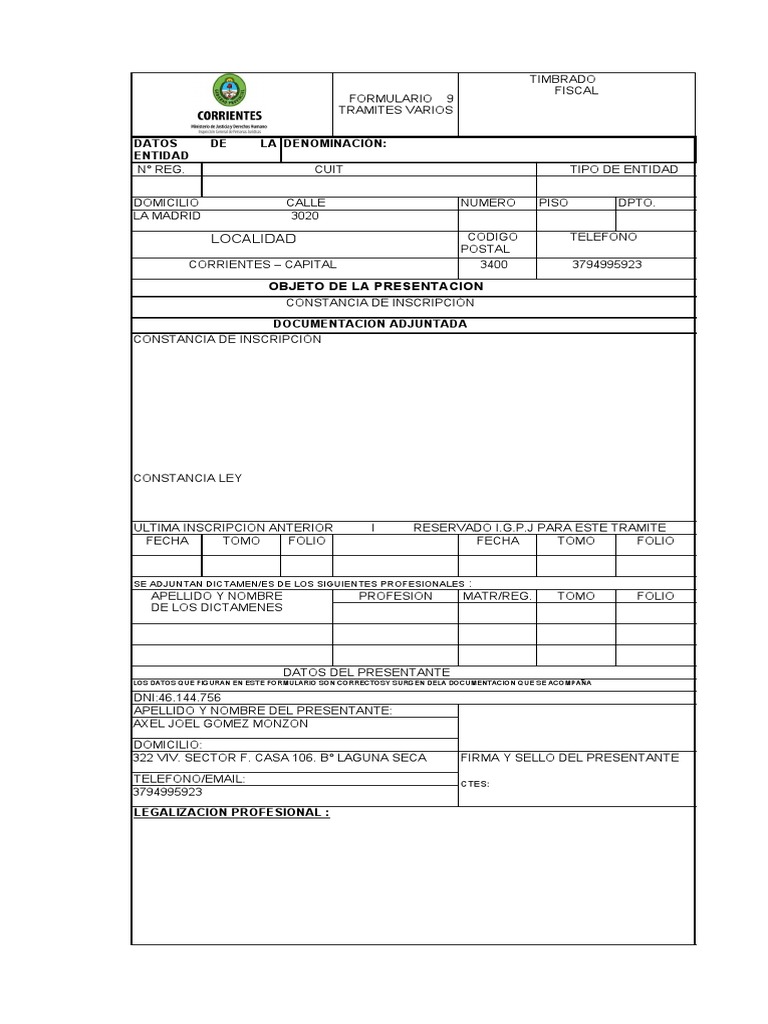 FORMULARIO - 9 Axel | PDF