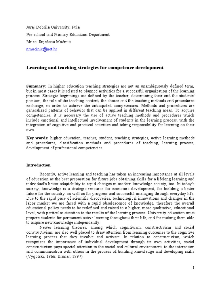 Teaching and Learning Strategies | Download Free PDF | Teaching Method | Learning