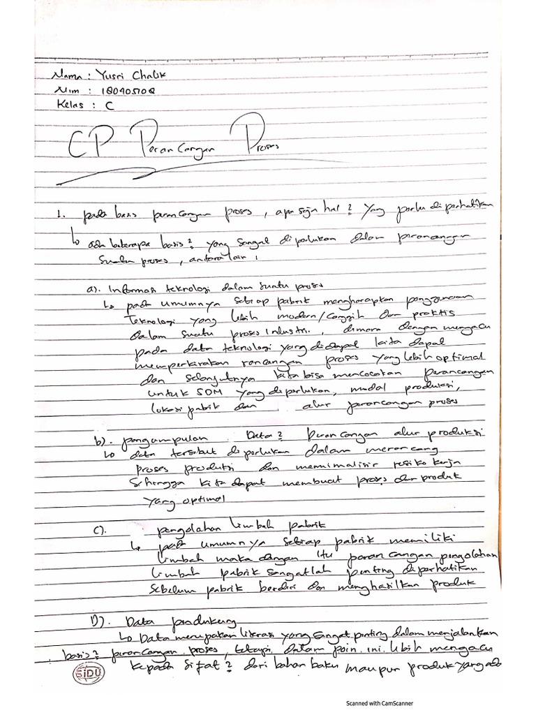 Yusri Chalik - CP Perancangan Proses | PDF