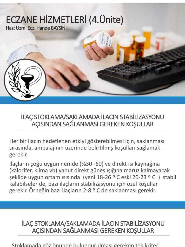 Eczane Hizmetleri (4.ünite) : Haz: Uzm. Ecz. Hande BAYSIN | PDF