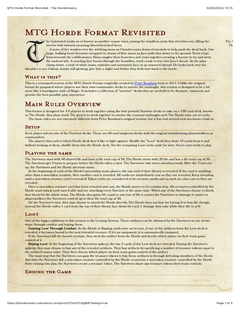 MTG Horde Format Overview | PDF