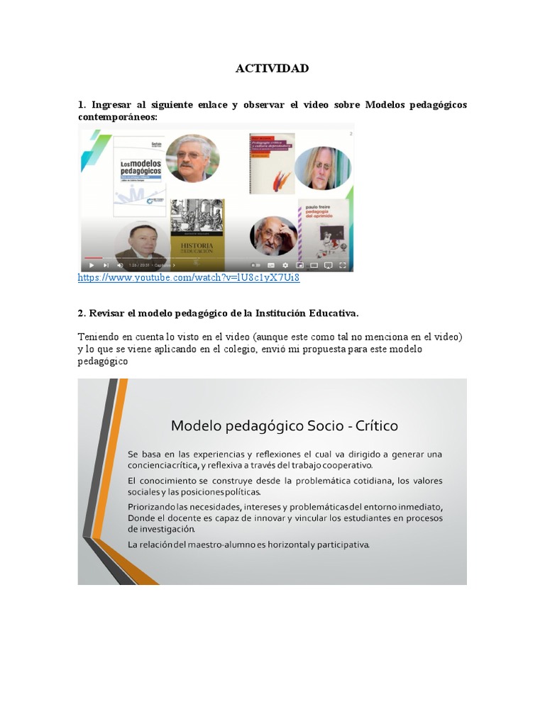 Actividad Modelo Pedagogico - Propuesta Adriana Jimena Santos Nieto | PDF