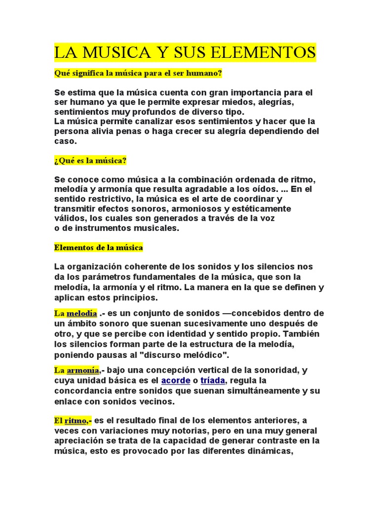 La Musica y Sus Elementos | PDF | Sonido | Armonía