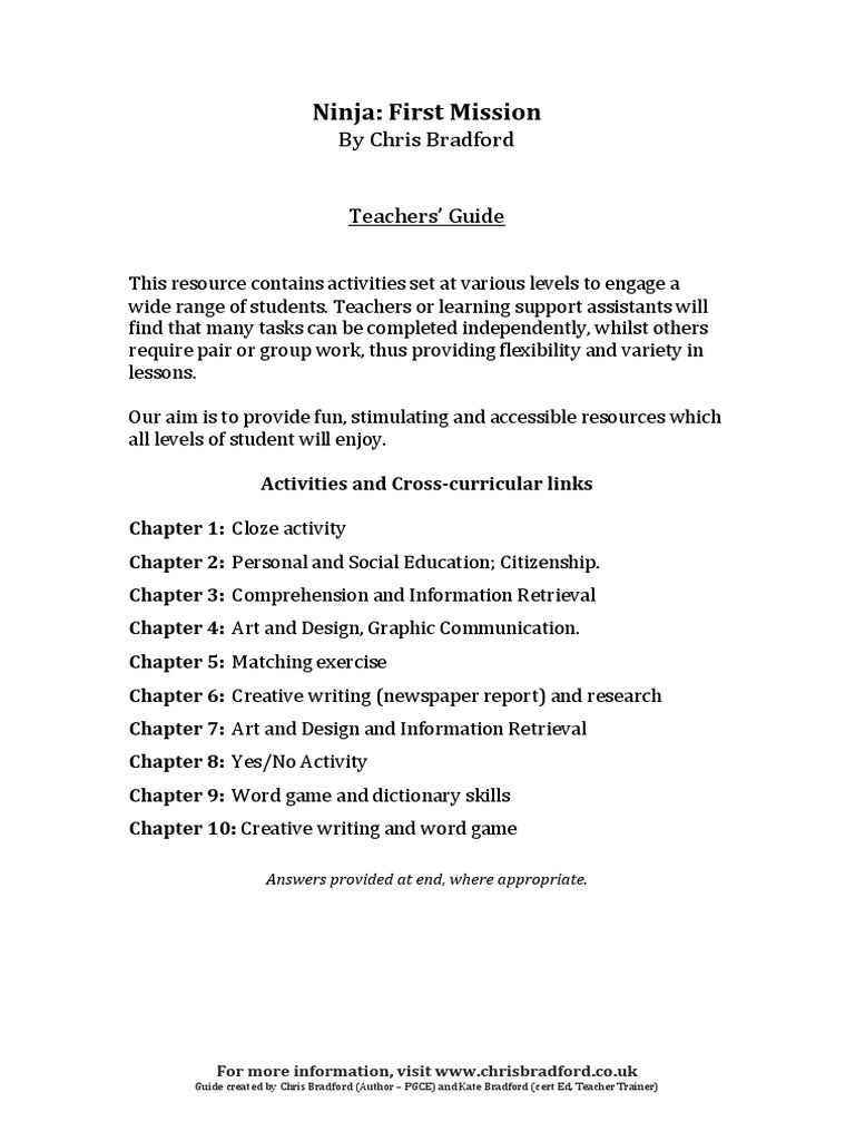 Ninja First Mission Teachers' Guide | PDF | Ninja | Word Search