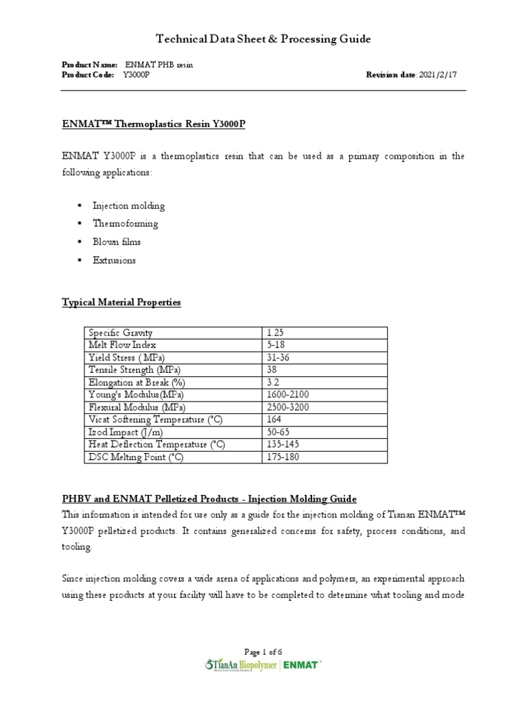TDS Y3000p-2021.2 | PDF | Thermoplastic | Young's Modulus