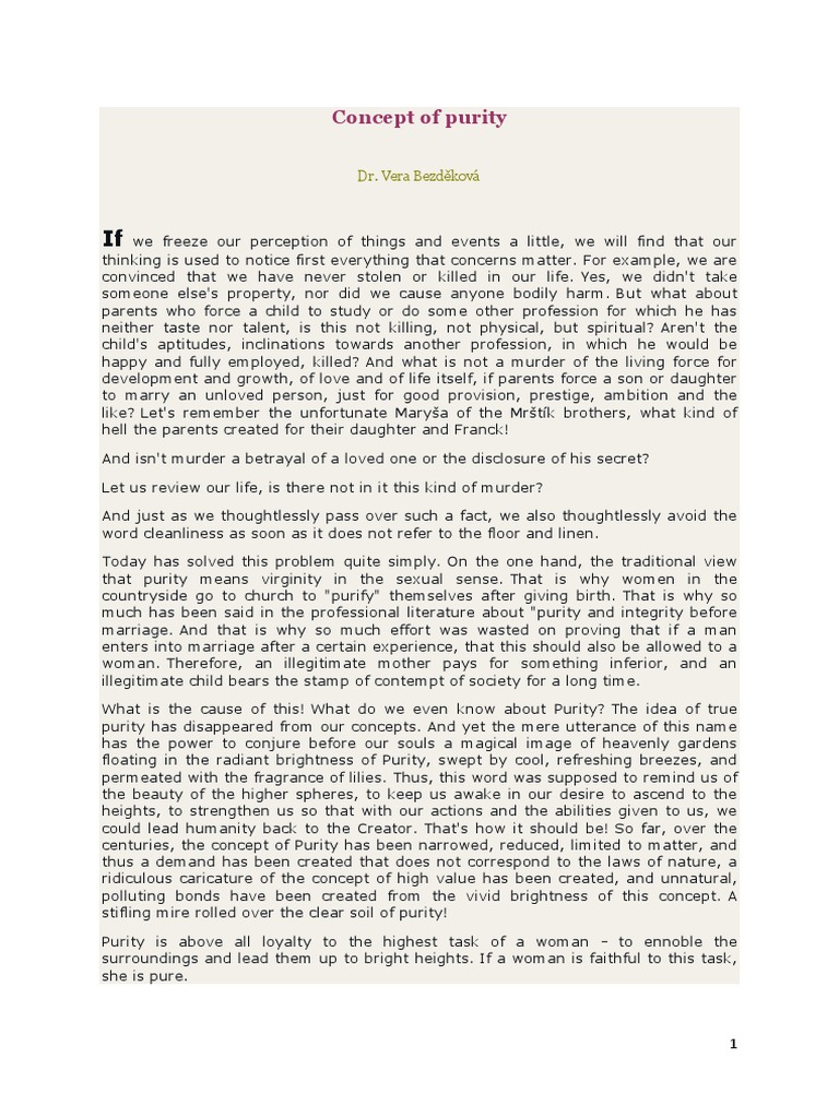 Concept of Purity: Dr. Vera Bezděková | PDF | Thought | Feeling