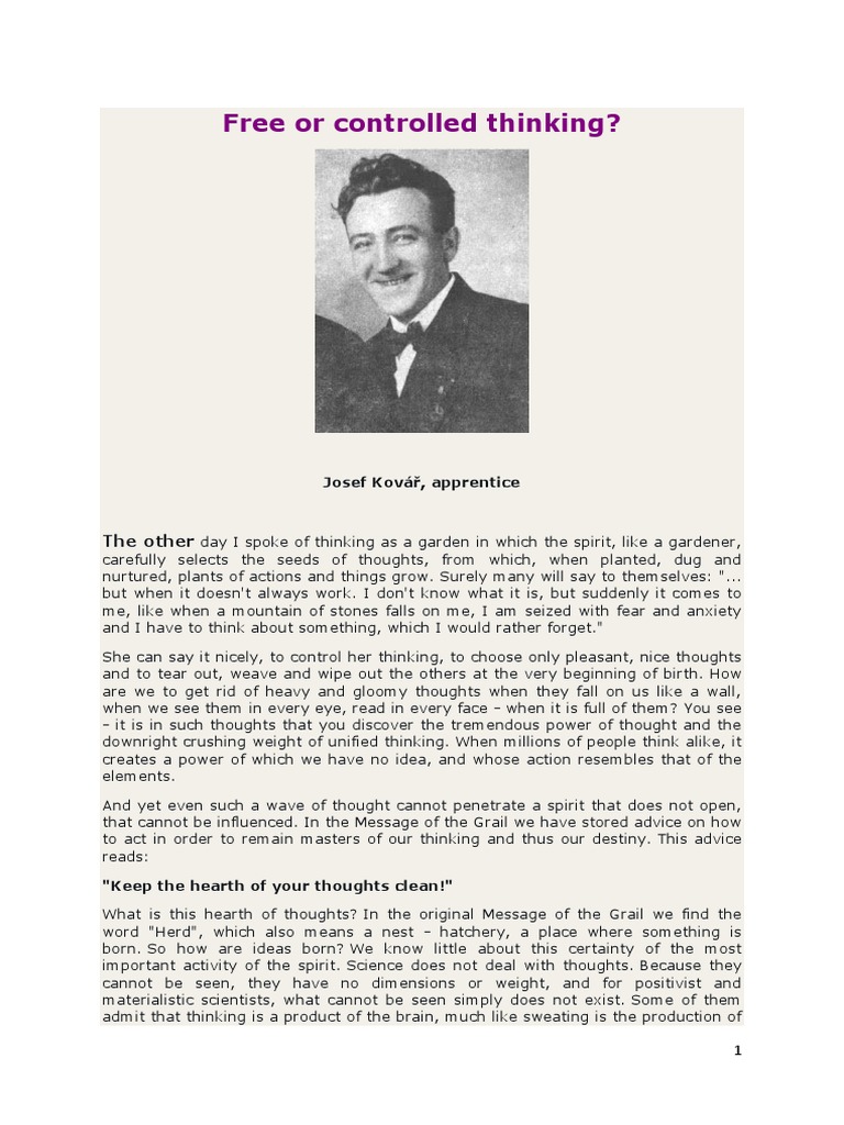 Free or Controlled Thinking?: The Other | PDF | Thought | Hobbies