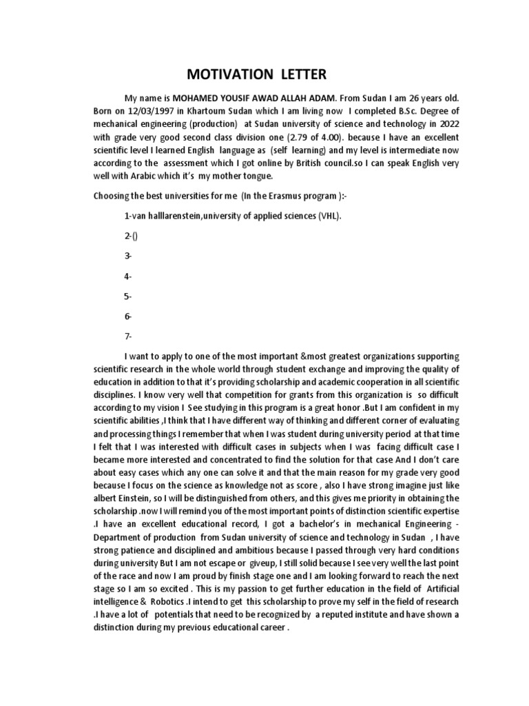 Motivation Letter | PDF | Science | Engineering