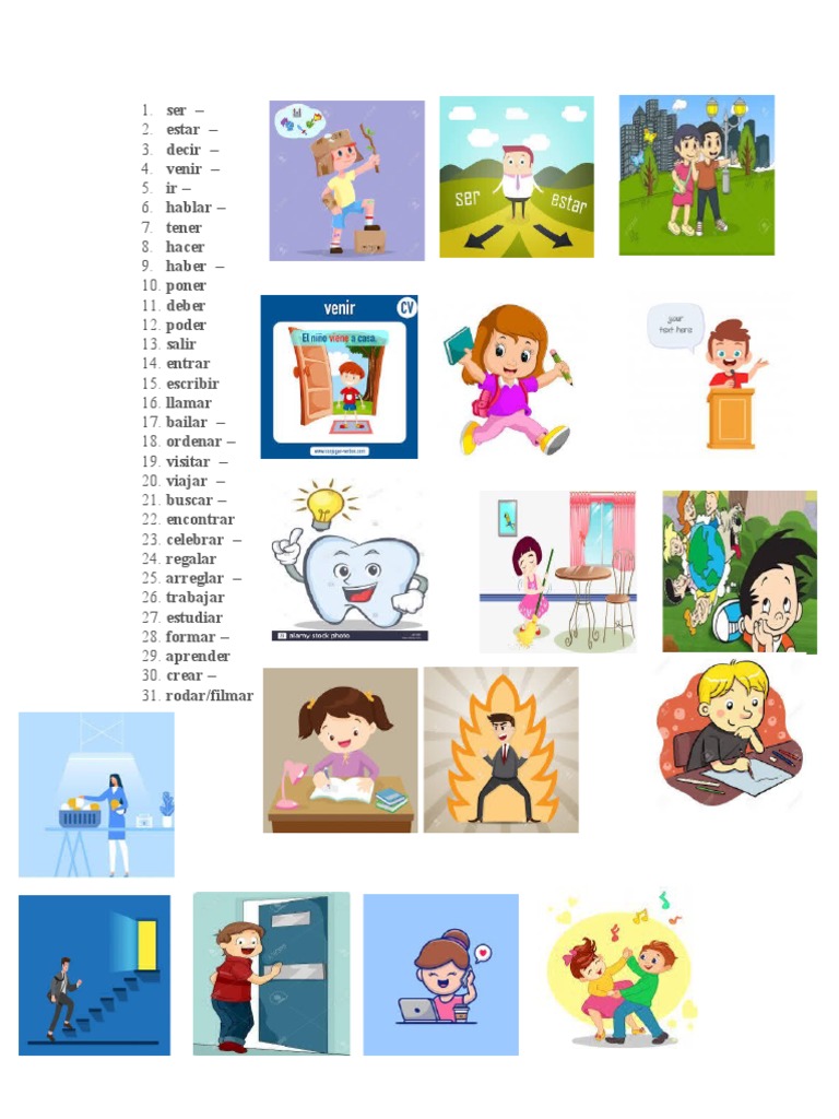 30 Verbos Con Imagenes En Ingles Y Español Pdf
