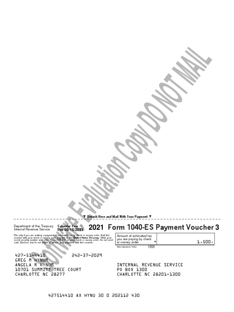 IRS Form 1040-ES Payment Instructions | PDF | Tax Refund | Irs Tax Forms