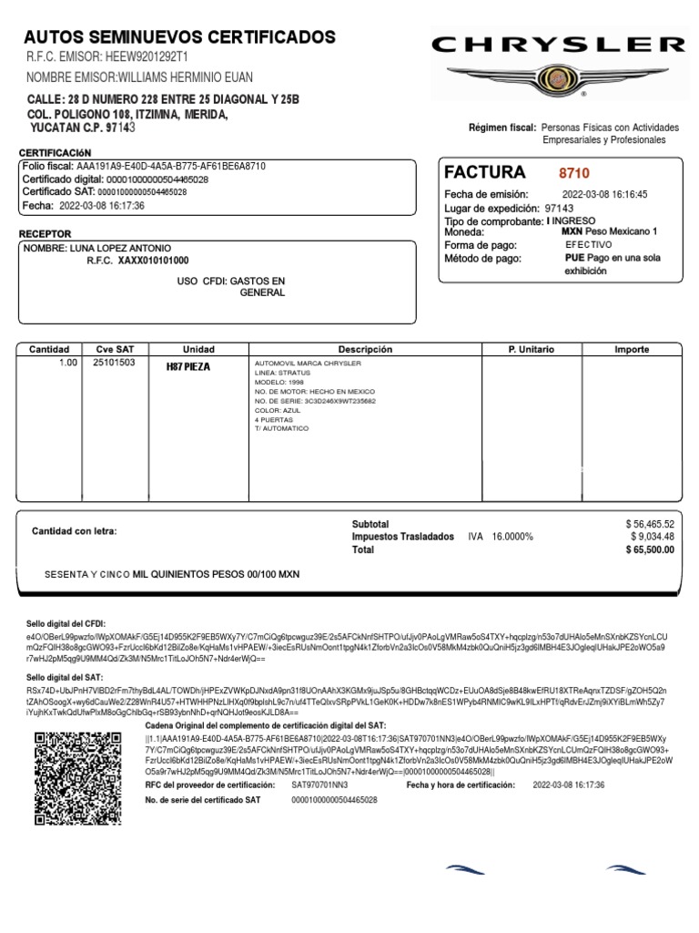 Luna Lopez Antonio Chrysler PDF | PDF | Vehículos terrestres | Vehículos