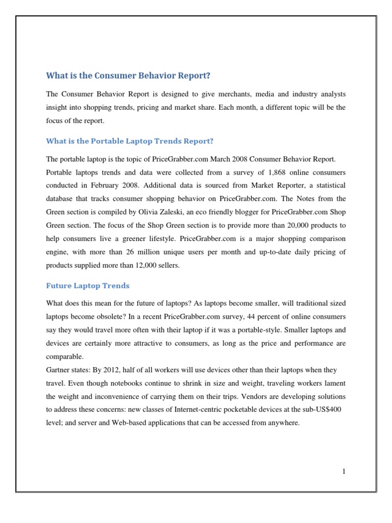 What Is The Consumer Behavior Report? | PDF | Laptop | Personal Computers