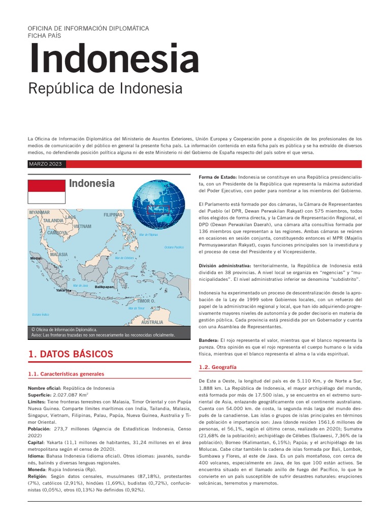 Indonesia - Ficha Pais | PDF | Indonesia | España